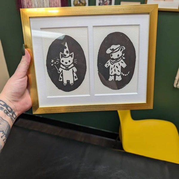 Cowboy Opossum Linocut Block Print | 4 X 6 Mini Print | Printmaking ...