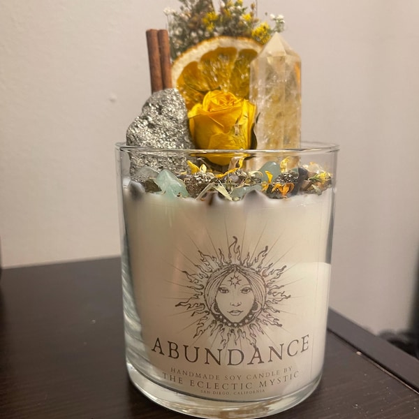 Abundance Intention Candle Packed With Crystals, Herbs and Flowers ...