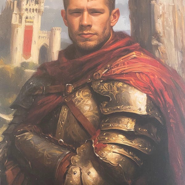 Custom Knight Portrait Painting From Photo, Crusader Knight, Historical ...
