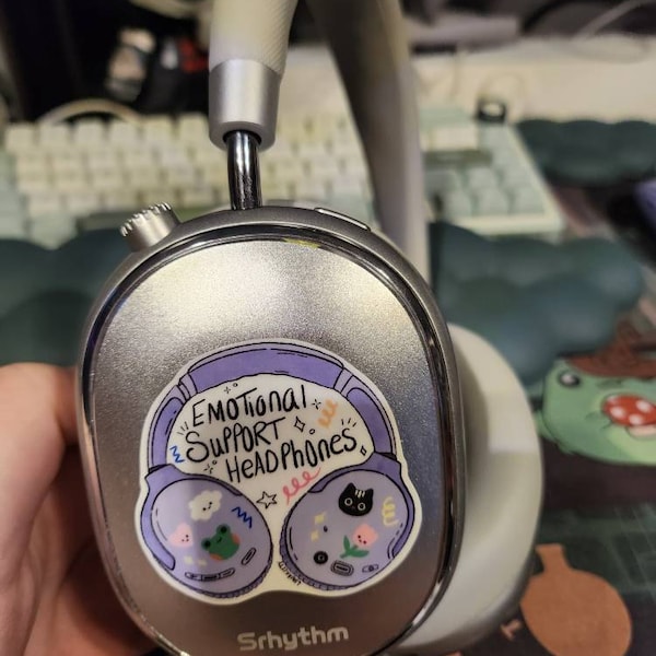 Emotional Support Headphones Vinyl Sticker - Etsy