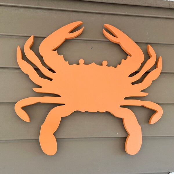 Large Wood Crab Sign Decor - Crab Shape Cut Out Unfinished Wood ...