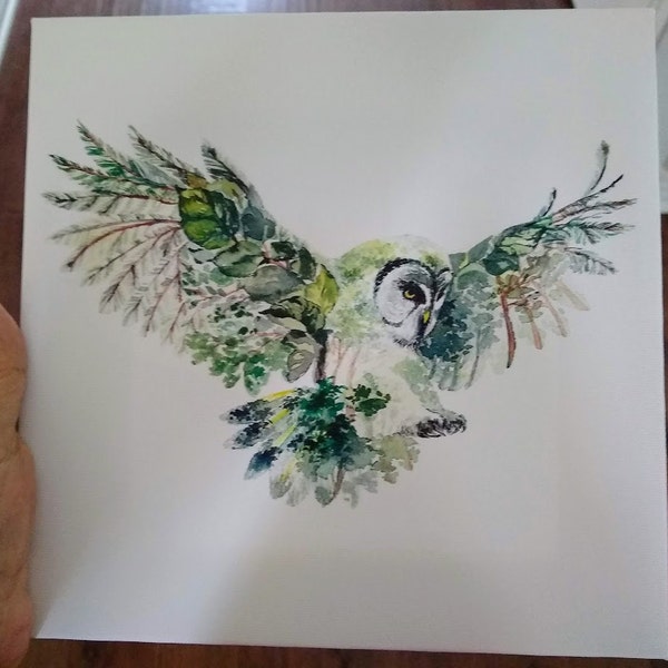 Flying Owl With Trees Leaves Forest Double Exposure Nature Animal Bird ...