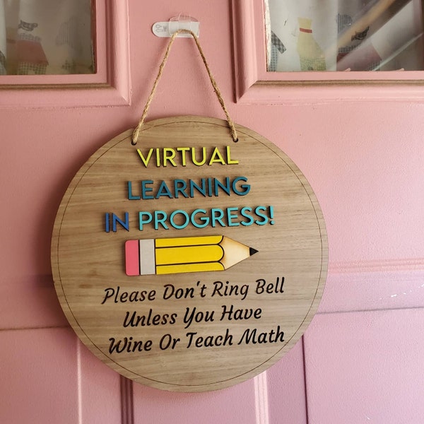 Virtual Learning in Progress Door Sign Homeschool Decor Door Sign Door ...
