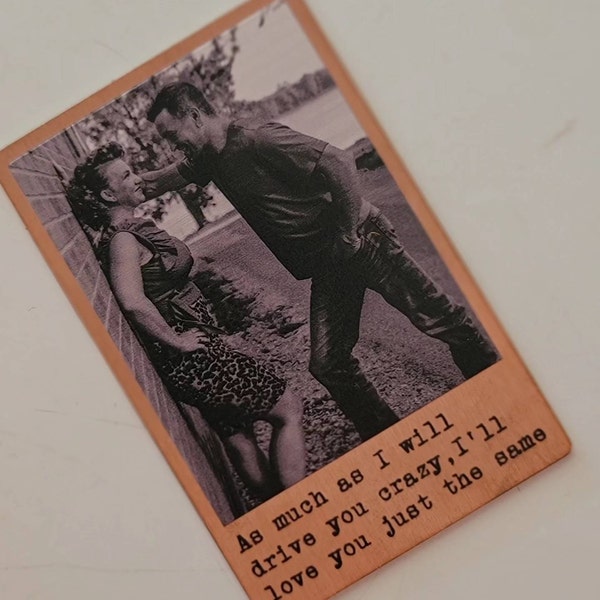 Personalised Solid Copper Wallet Photo Card, Wallet Insert, Wallet Card ...