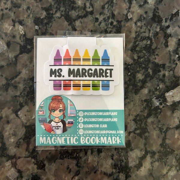 Magnetic Bookmark - School Pencil or Crayon With Custom NAME - Etsy