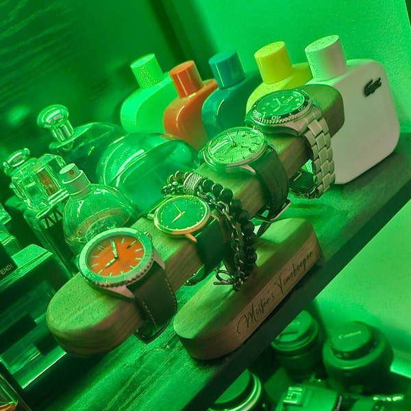 Custom Handmade Wood Watch Holder Stand, Personalized Name Watch ...