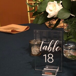 Clear Glass Look Acrylic Table Number Sign With Stands, Perspex Modern ...