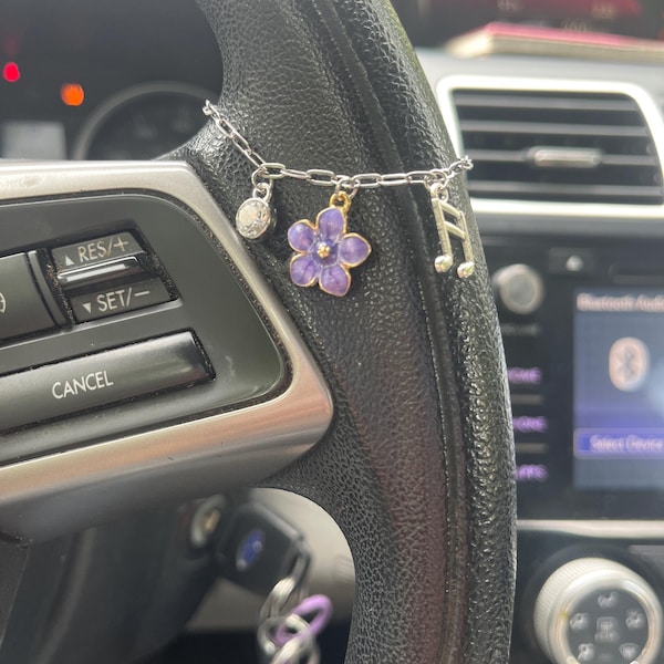 Black Silver Steering Wheel Rosary Charm Accessory Rosary Car Charm ...