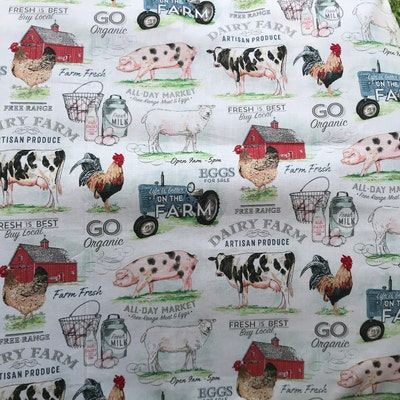 Dairy Farm Fabric, on the Farm Fabric, Fabric by the Yard, Fat Quarter ...