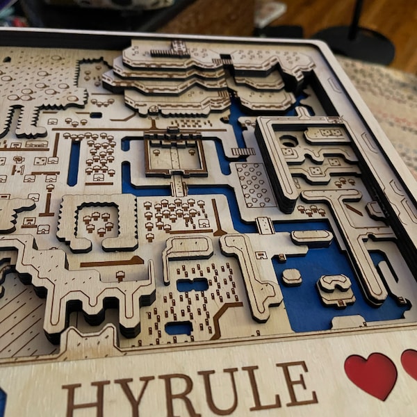 3D Hyrule Video Game Map Laser Cut Wood Multilayer Custom Decor ...