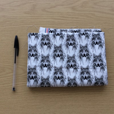 Wolf Fabric,wolf Print on White 100% Cotton Fabric,sewing Quilting ...