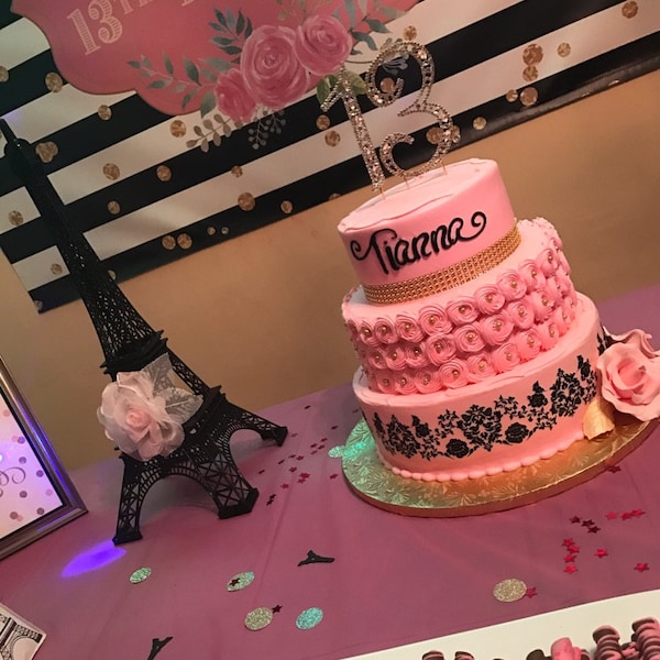 New 5 Gold Crystal Bling Rhinestone NUMBER 13 Thirteen Cake Topper 13th ...