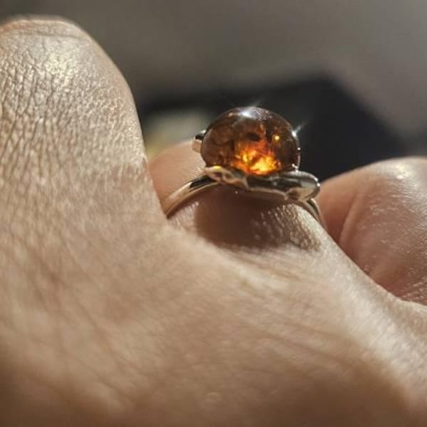 Honey Natural Baltic Amber Ring, Natural Amber Jewelry, Sterling Silver ...