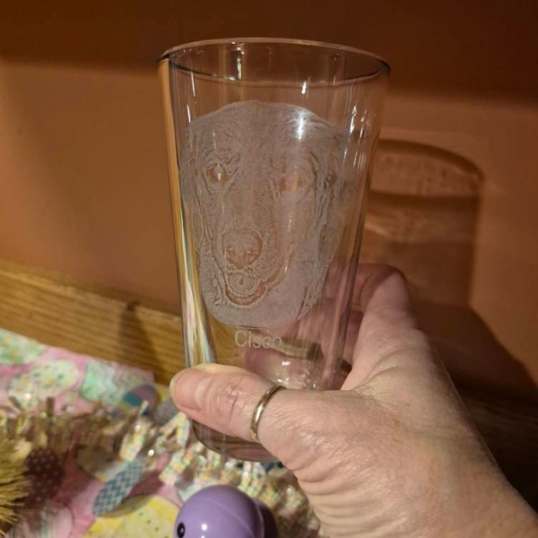 Custom Engraved Pint Glass With Your Dog's Photo - Personalized Gift ...