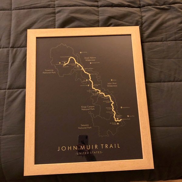 John Muir Trail Map | JMT Hiking Trail Map | JMT Poster | John Muir ...