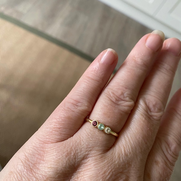 Multi Stone Family Ring, Birthstone Sterling Silver Ring for Mom ...