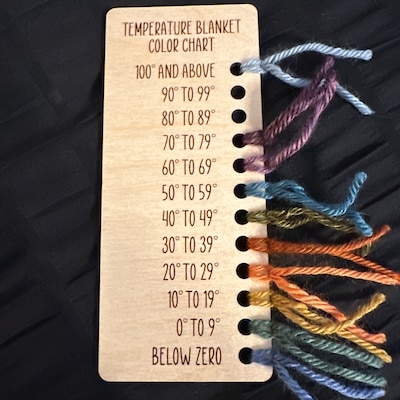 Temperature Blanket Color Chart, Reusable Wood Card, Crochet Blanket ...