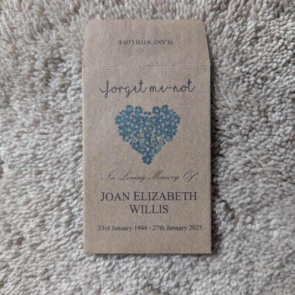 Funeral Seed Packets | WILDFLOWER Seed Packets Remembrance Personalised ...
