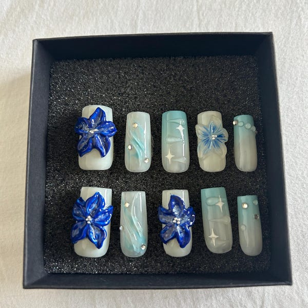 Sun Star Gothic Press on Nails Long Almond Nails/gothic Nails/punk ...