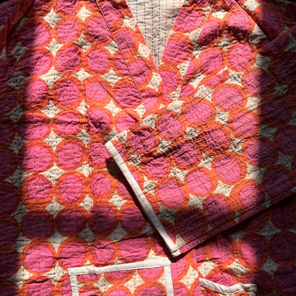 Indian Hand Block Print Quilted Jacket, Ladies Short Quilted Reversible ...