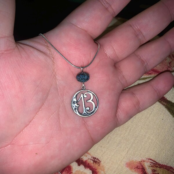 Lucky 13 Necklace Crescent Moon Number 13 Jewelry Thirteen - Etsy