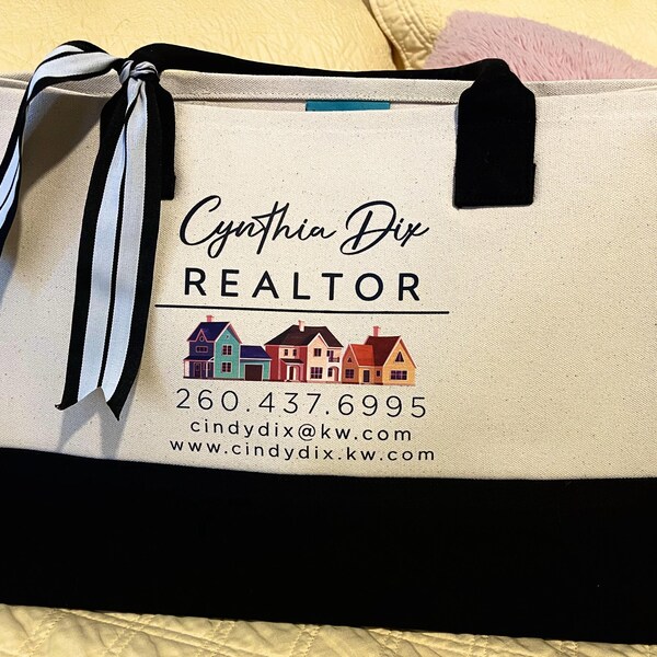 Personalized Realtor Canvas Tote Bag, Real Estate Agent Gift (RT1002 ...