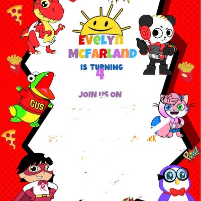 Personalized Ryan's World Birthday Invitation - Etsy