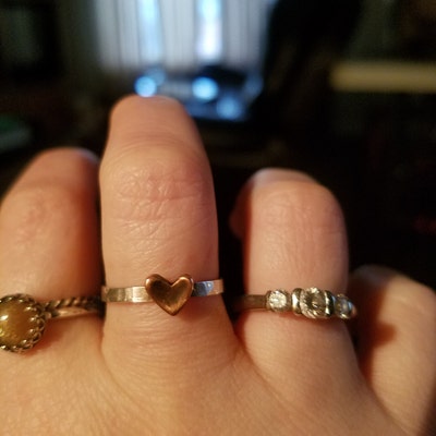 Personalized Ring, Copper Heart, Stack Ring, Initial Ring, Mother Ring, Stacking Ring, Hand ...