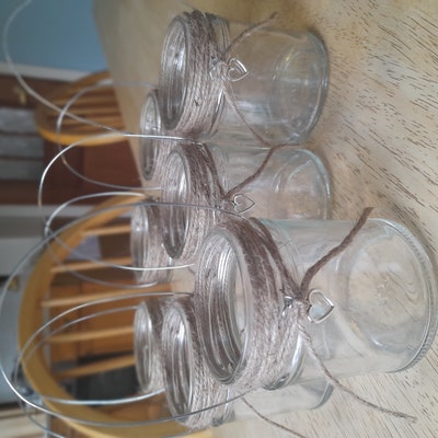 Copper Wire Hanging Glass 1lb Jar Tea Light Candle Holder Lanterns ...