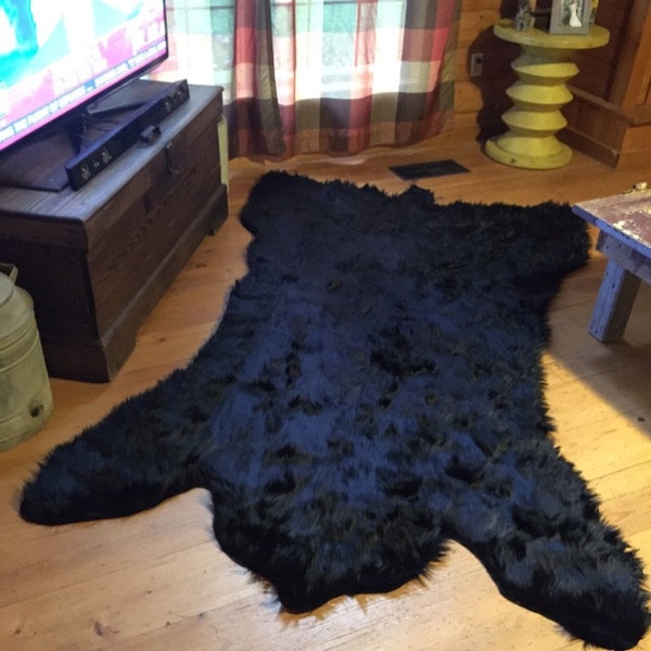Faux Fur Bear Skin Rug - Fake Polar Bear Hide - Black Bear - Grizzly ...