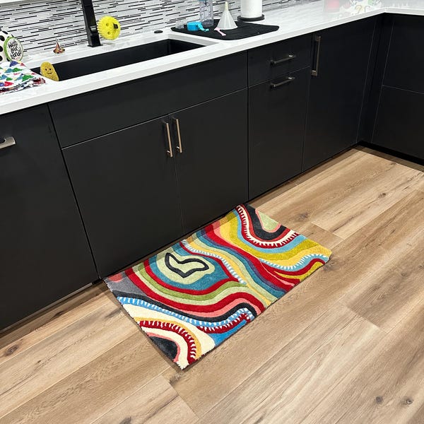 Colorful River Rug - Vibrant Hand-tufted Wool Area Rug for Aesthetic ...