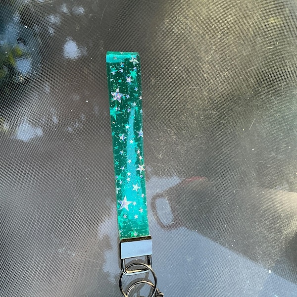 Holographic Jelly Keychain, Transparent Sparkly Key Fob, Clear Wristlet ...