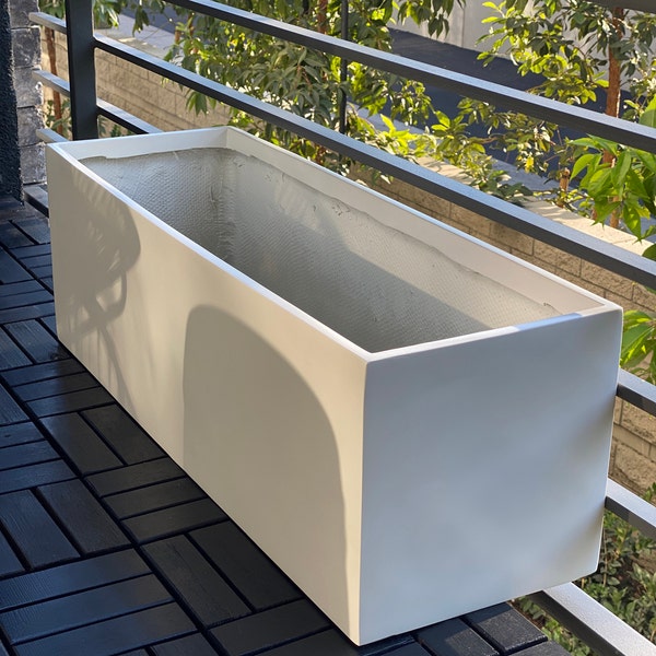 Belmont Rectangle Modern Planter Box - White. Made From Hand Laid ...