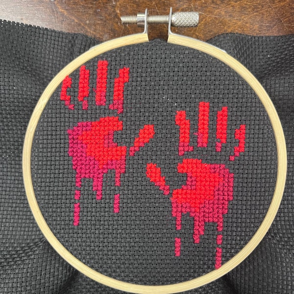 Bloody Handprints ~ Cross Stitch Pattern - Horror, Gothic, True Crime ...
