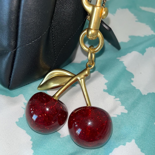Cherry Purse Charm, Keychain for Purse, Trendy Bag Accessory, Cherry ...