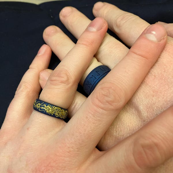 Custom Engraved Silicone Ring Men Women, Gold or Silver Silicone ...