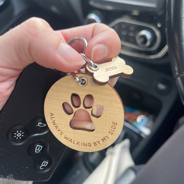 Personalised Always Walking by My Side Paw Keyring - Etsy