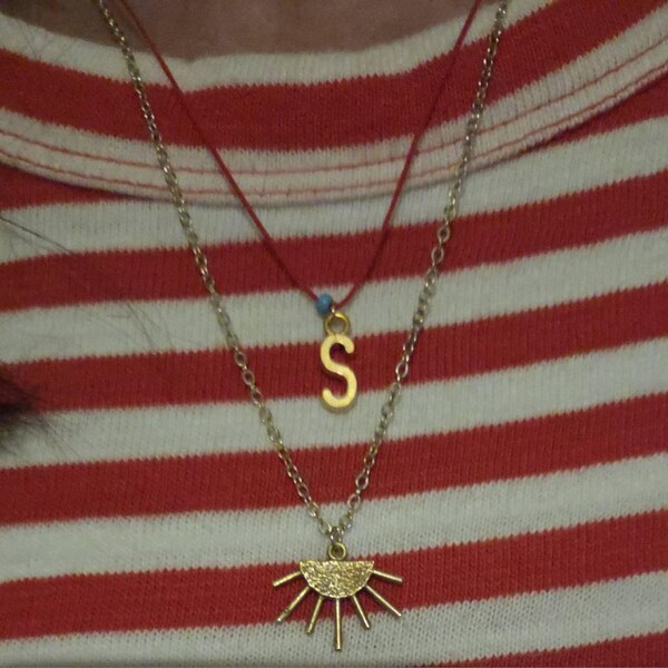 14k Gold Plated Tiny Bird Charm Red String Necklace | Handmade Dainty ...