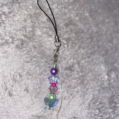 Beaded Phone Charms Cottagecore Fairycore Star Heart Glass Pearl Jewelry Rainbow Phone ...