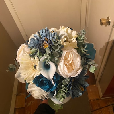 Teal, Ivory, Mint, & Aqua Bridal Bouquet, Turquoise Bridal Bouquet ...
