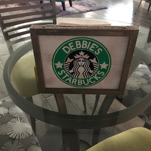 Personalized Starbucks Sign, Farmhouse Sign, Rustic Sign, Coffee Bar ...