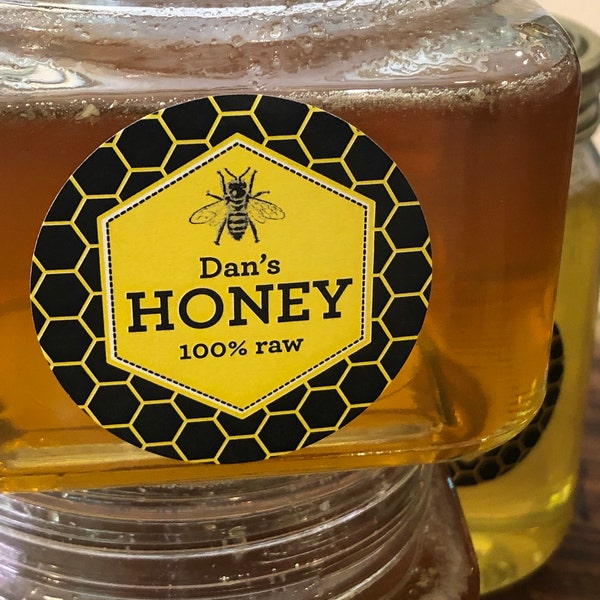 Custom Beehive Canning Jar & Bottle Labels, Personalized Elegant Yellow ...