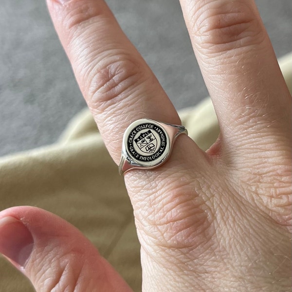 Silver Class Ring, University Ring, Gradiation Gift, School Ring,signet ...