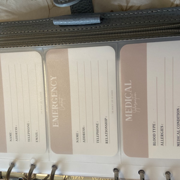 Set of 3 Planner Information Journaling Cards Rose Beige Planners ...