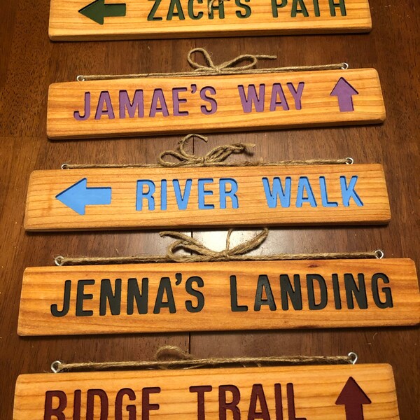 Name Trail Signs, Outdoor Marker, Yard Art, Family Signs, Lawn Decor ...