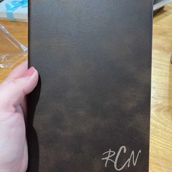 Monogrammed Journal With Lined Pages, Engraved Leather Journal ...