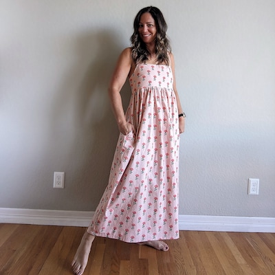 Womens Gathered Maxi Dress With Empire Waist Digital PDF Sewing Pattern ...