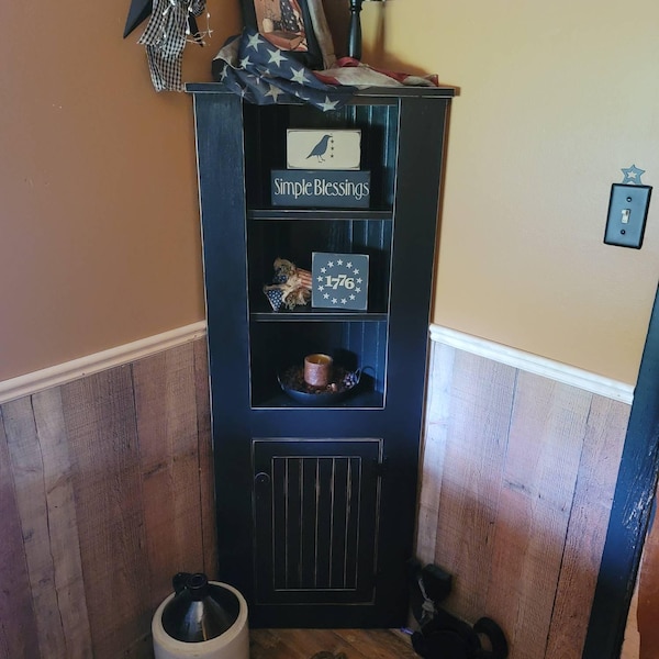 Small Corner Hutch, Solid Wood Corner Cabinet, Primitive Corner Hutch ...