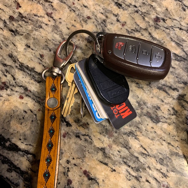 Southwestern Leather Key Fob - Handmade Western Keychain - Southwestern ...