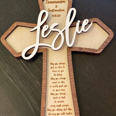 First Holy Communion Personalized Wooden Cross Prayer Baptism Cross ...